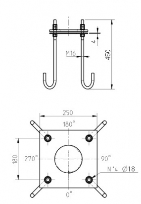 Accesorii stalpi iluminat_ Kit prezoane (placa 250x250x4mm +4tije) ptr ...